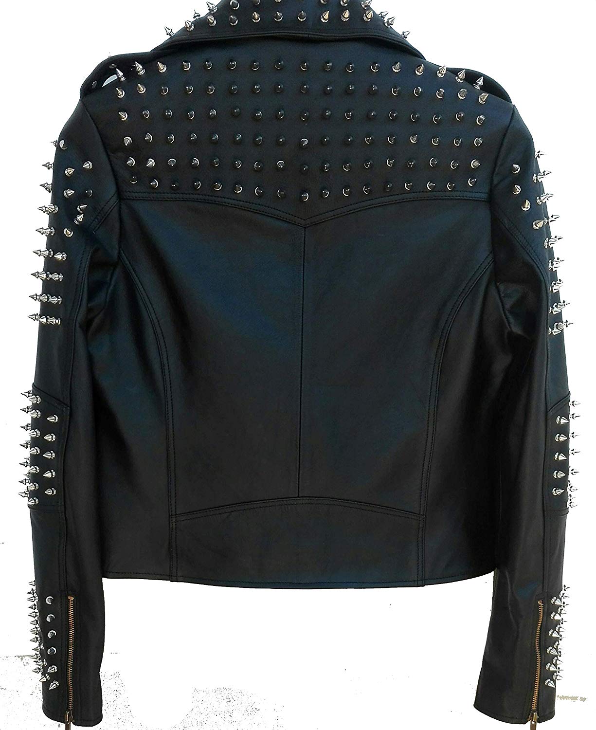 Spiked Biker Black Leather Jacket - AirBorne Jacket