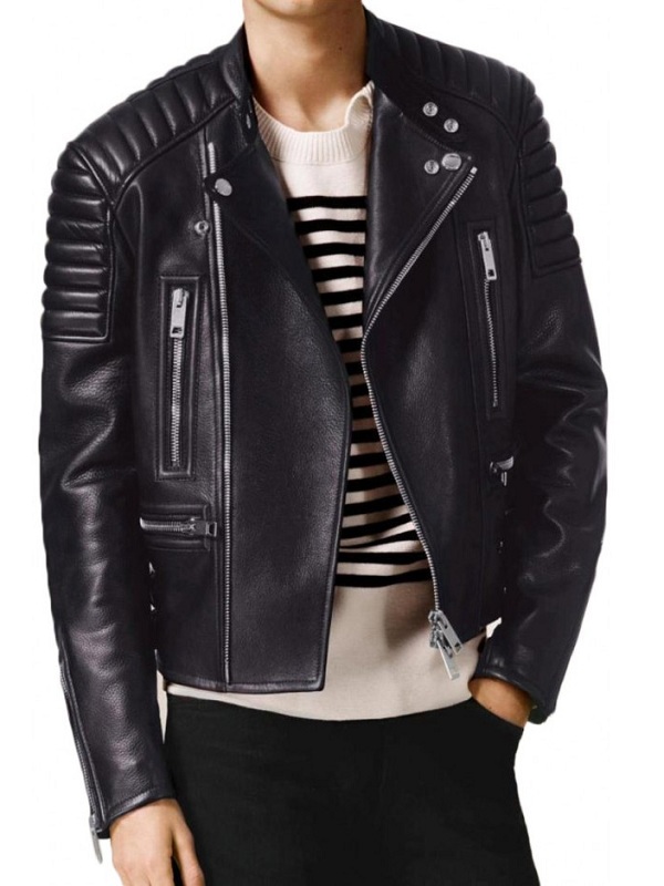 Men’s Padded Shoulders Asymmetrical Motorcycle Jacket - AirBorne Jacket