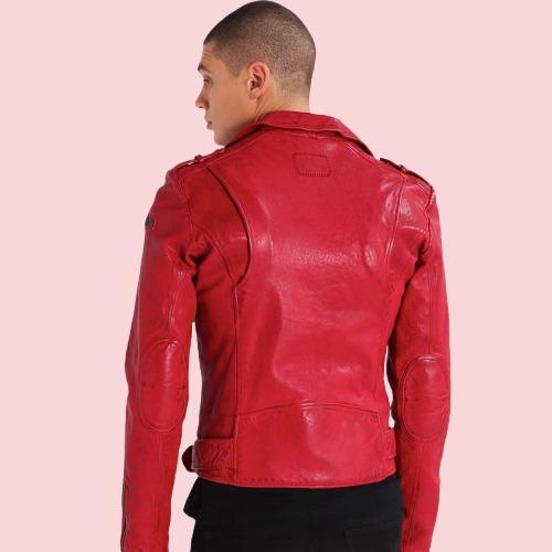 Mens Red Leather Jacket - AirBorne Jacket