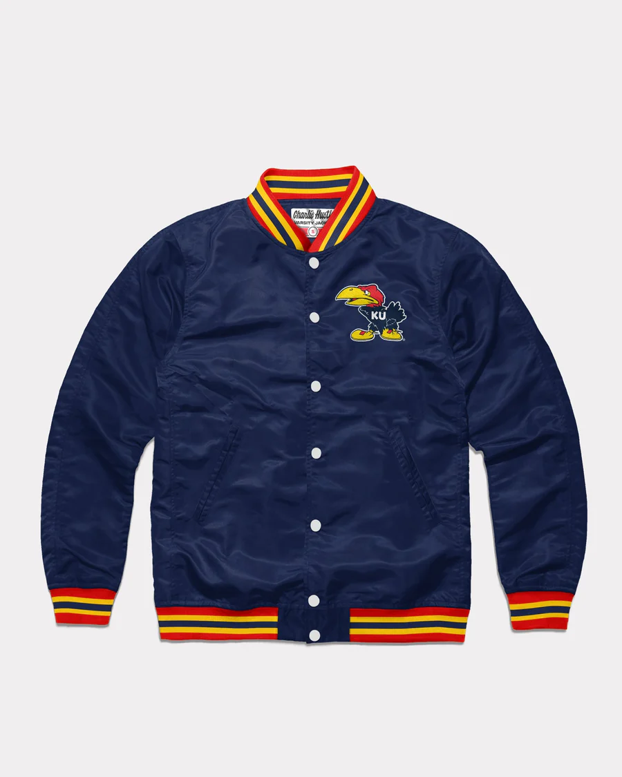 KU Warhawk Navy Letterman Jacket - AirBorne Jacket